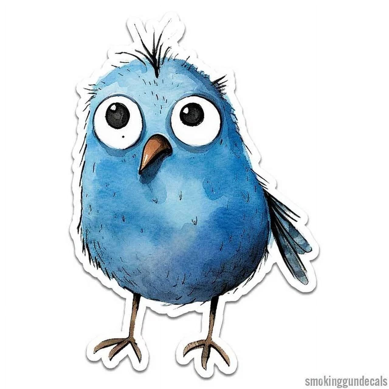 Cute Baby Blue Bird Sticker Indoor Outdoor Phone Decal Water Bottle ...