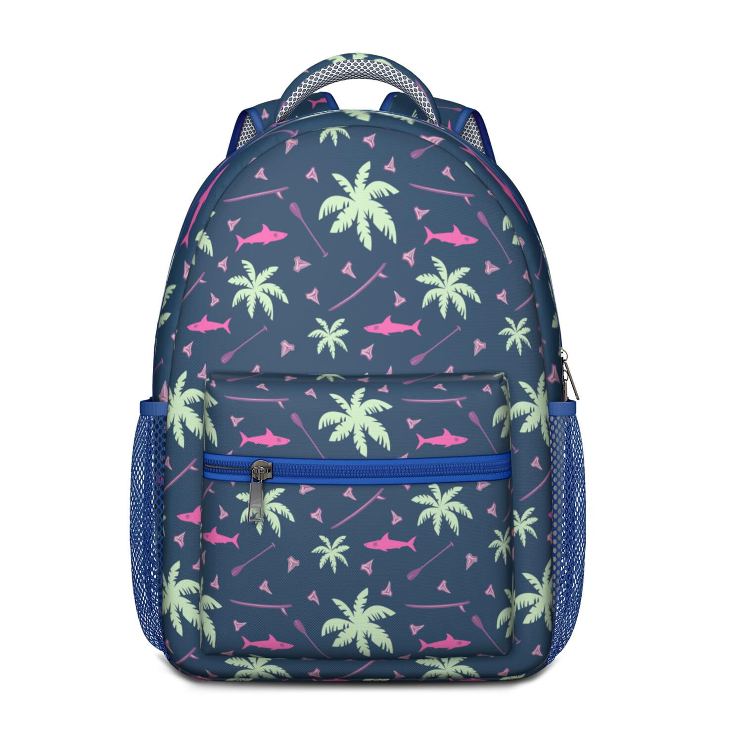 Cute Baby Blue Shark Waterproof Bookbag - Hand Drawn Marine Life Design ...
