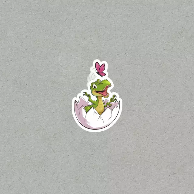 Cute Baby Dinosaur Hatching From Egg Cartoon Stickerphone Decal Water ...