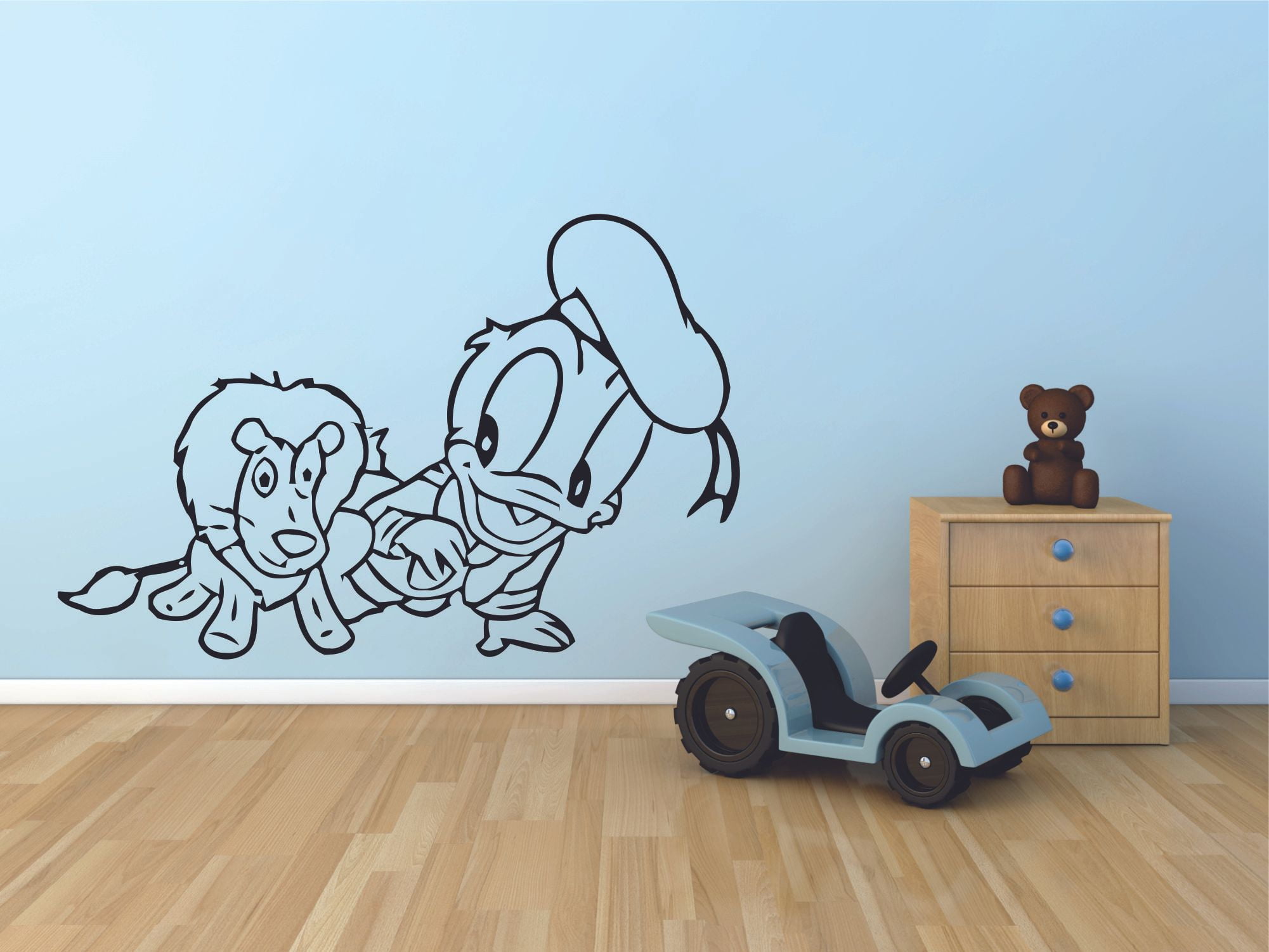 Cute Baby Donald Duck with Lion Kids Cartoon Wall Sticker Art Decal for ...