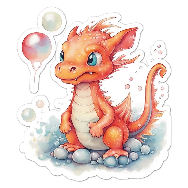 Cute Baby Dragon Sticker Indoor Outdoor Phone Decal Water Bottle ...