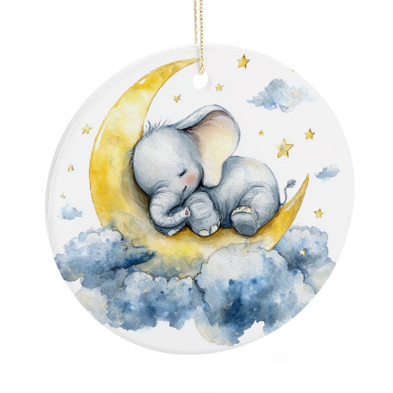 Cute Baby Elephant Sleeping on The Moon Ornament Baby Elephant ...