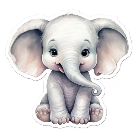 Cute Baby Elephant Sticker Indoor Outdoor Phone Decal Water Bottle ...