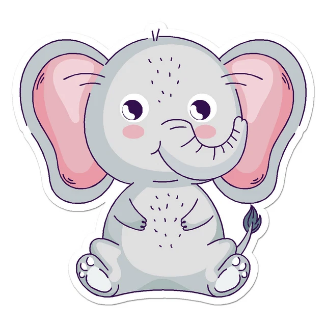 Cute Baby Elephant Sticker Phone Decal Water Bottle Stickers Car Decals ...