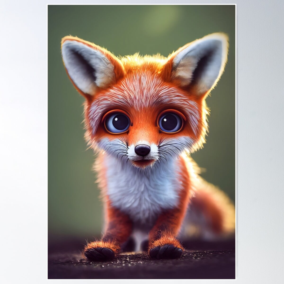 Cute Baby Fox Pictures Poster Wall Art, Modern Wall Decor For Living ...