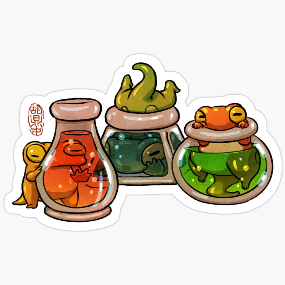 Cute Baby Froglets Playing With Fantasy Potions Artwork Asian Style ...