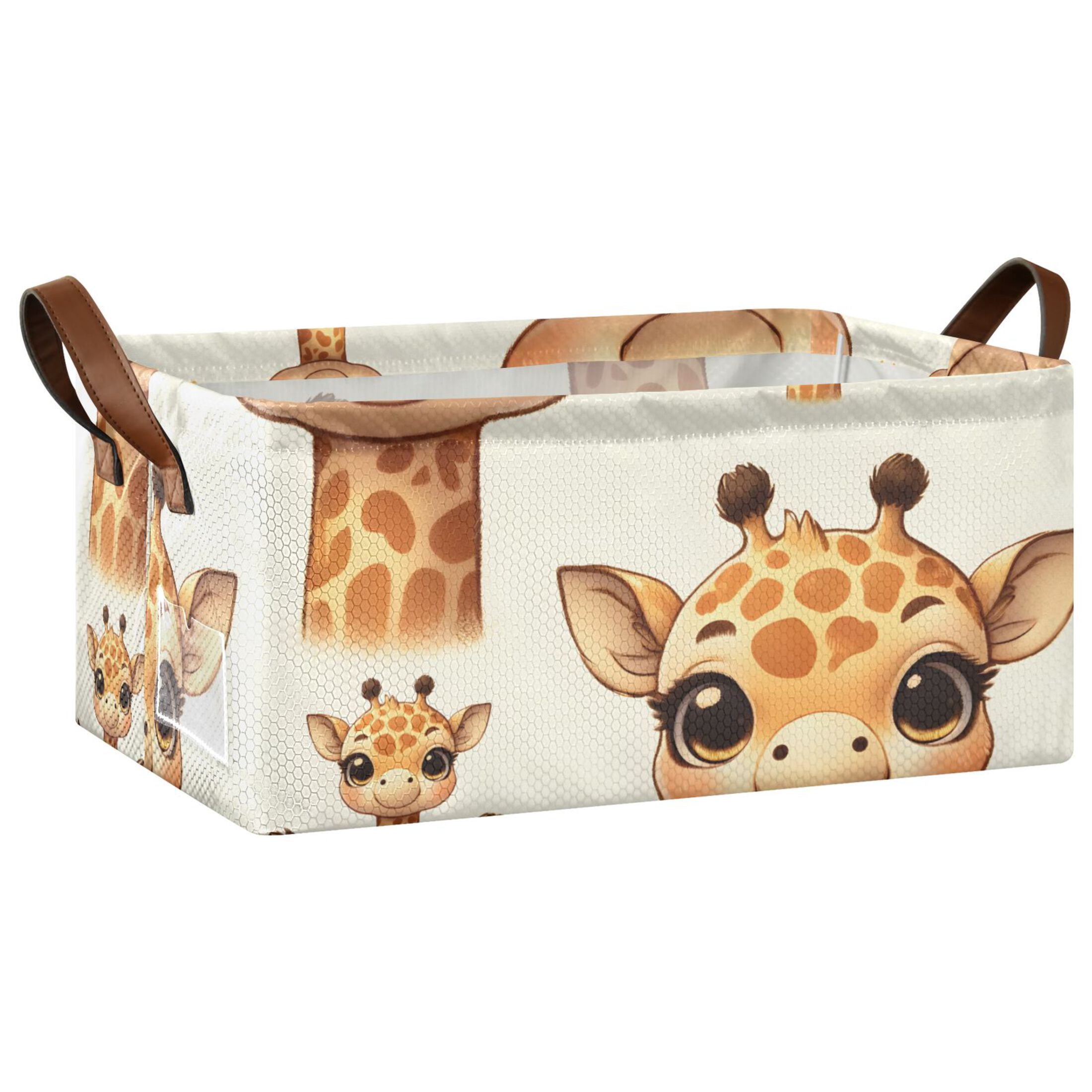 Cute Baby Giraffe Head Collapsible Storage Bins Fabric Shelf Baskets ...