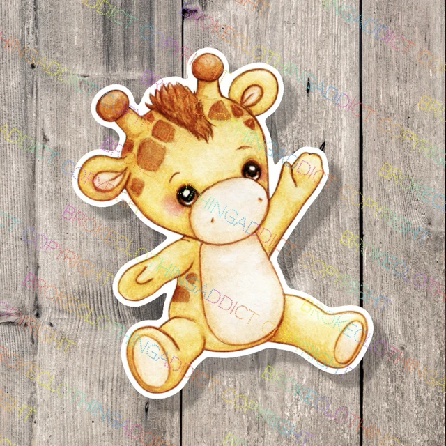 Cute Baby Giraffe Vinyl Sticker Laptop Sticker Water Bottle Sticker ...