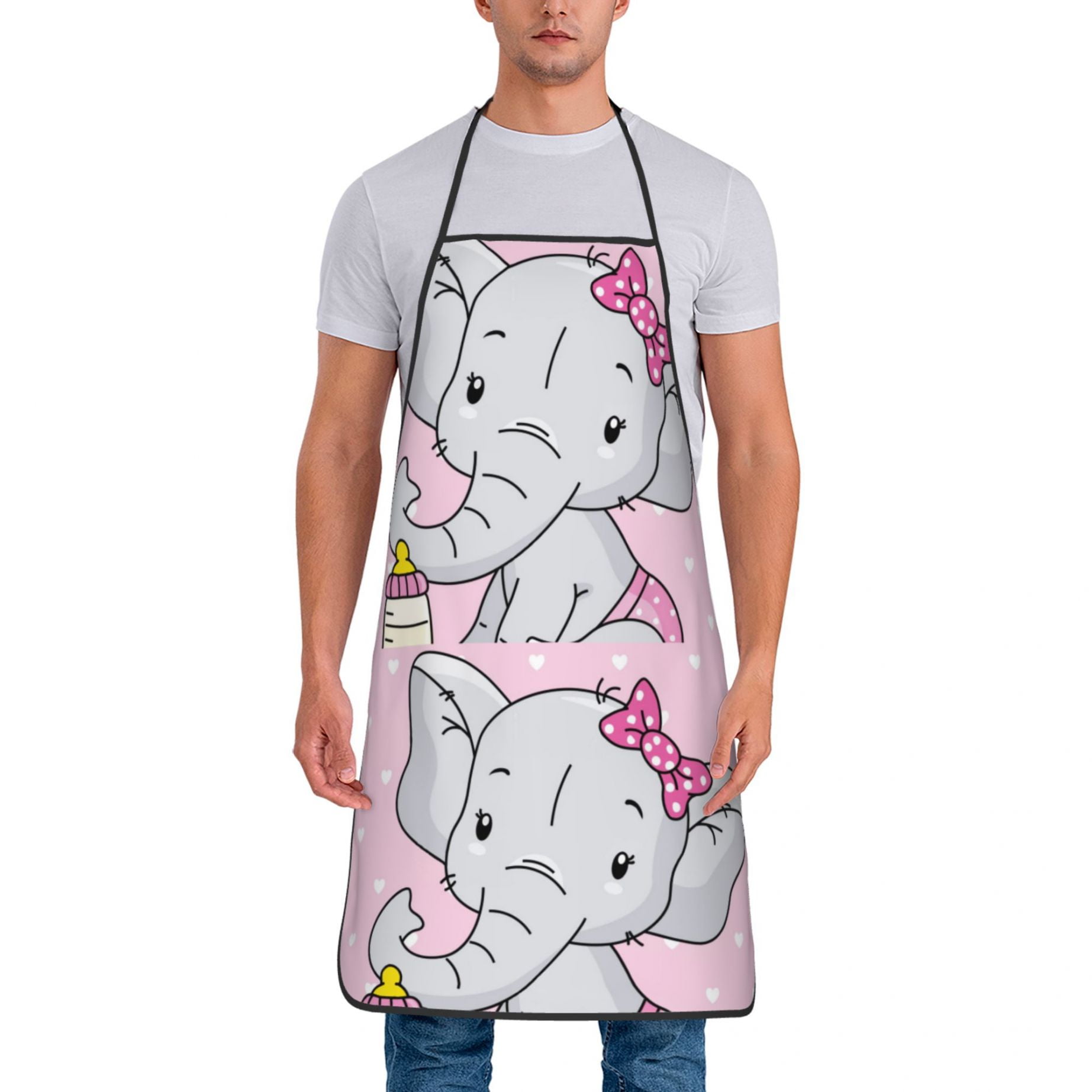 Cute Baby Girl Elephant Aprons for Women Men Waterproof Apron Kitchen ...