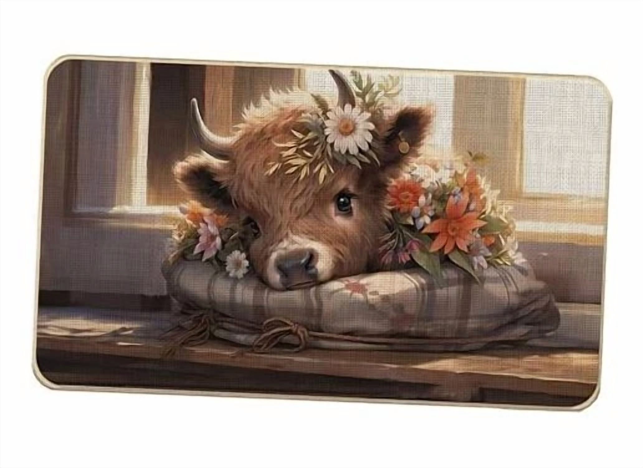 Cute Baby Highland Cow Door Mat - Cow Bathroom Rug, Kitchen Bathroom ...