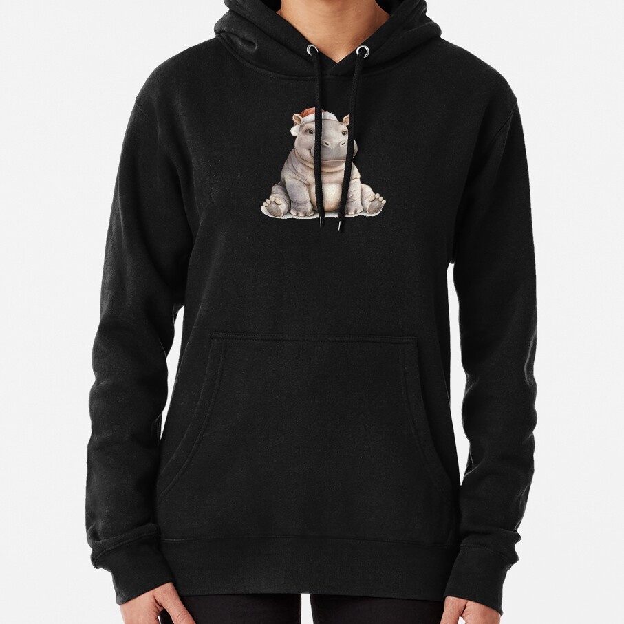 Cute Baby Hippo Helper Hat Sweet Holiday Art Hoodie Shirt ,for Men ...