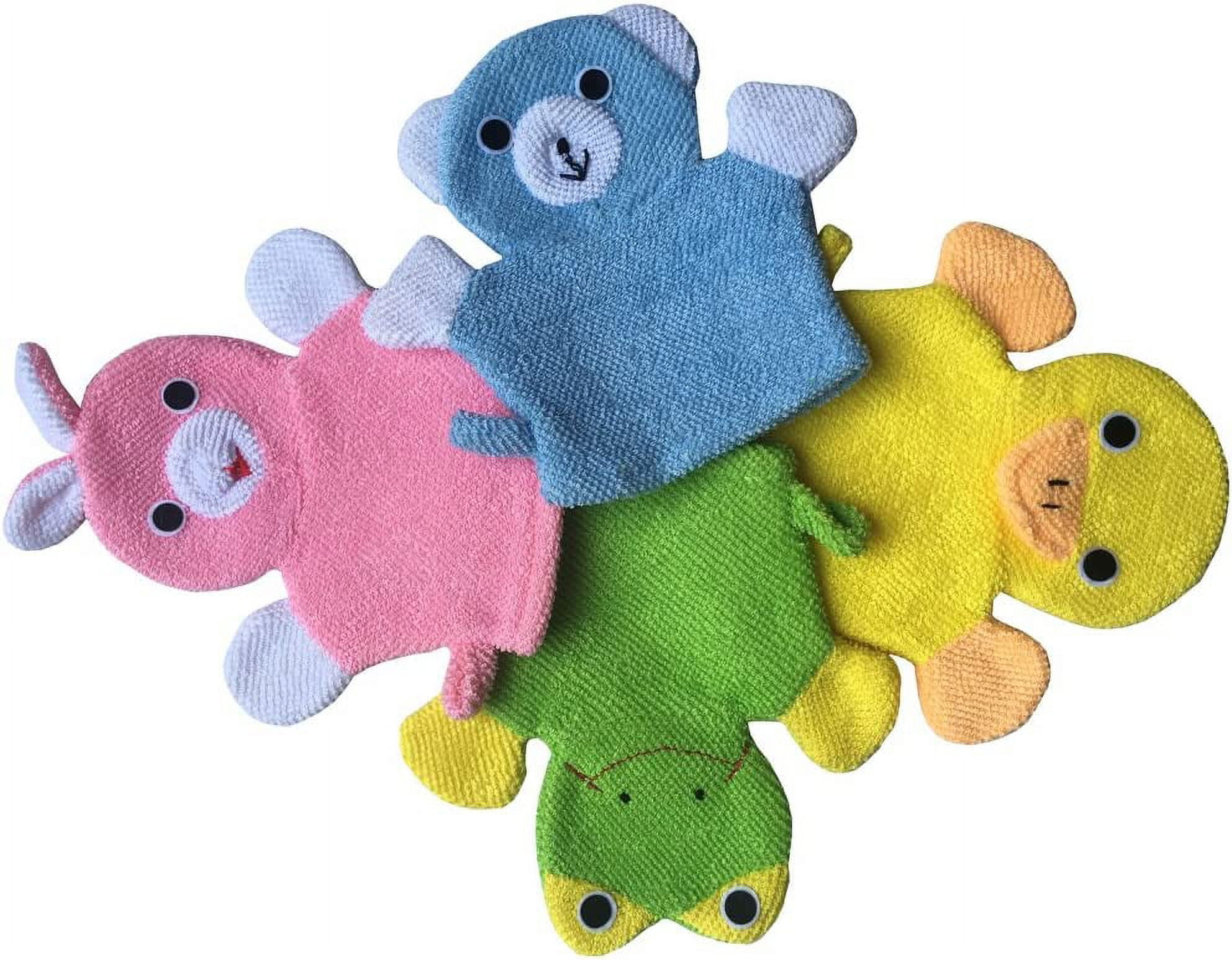 Cute Baby Kids Bath Sponge / Mitt / Glove Set of 4 Cartoon Rabbit/Frog ...
