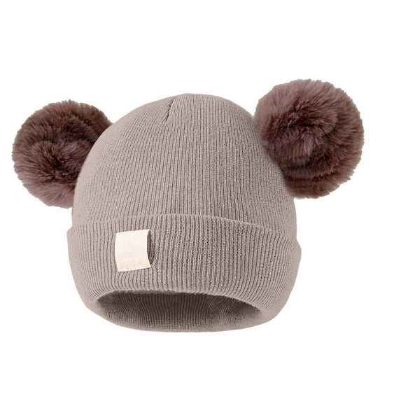 Cute Baby Knitted Hat with Double Heart Embroidery, Warm Winter Yarn ...