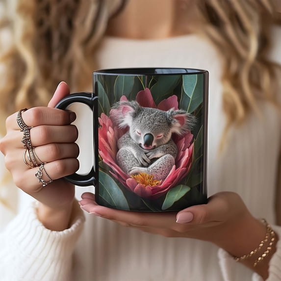 Cute Baby Koala Sleeping in Flower Blossom Design, New Mother Gift ...