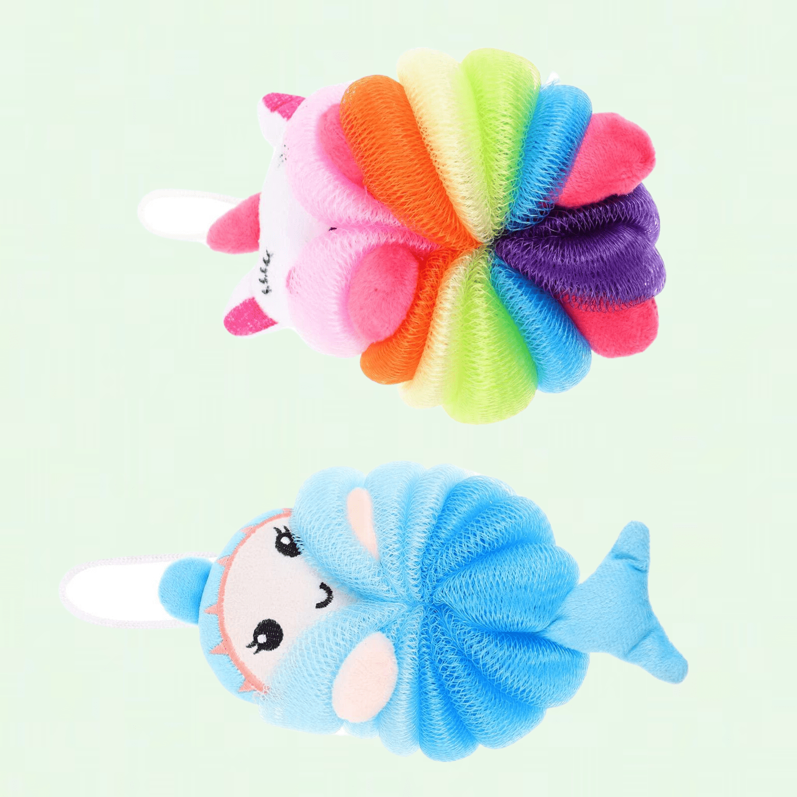 2-Pack Baby Loofah Scrubber, Cute Animal Shape Bathing Sponge for ...