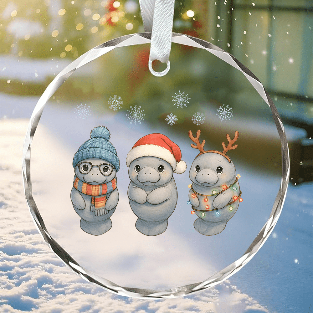 Cute Baby Manatee Manatee Santa Reindeer Lights Ornament Home ...