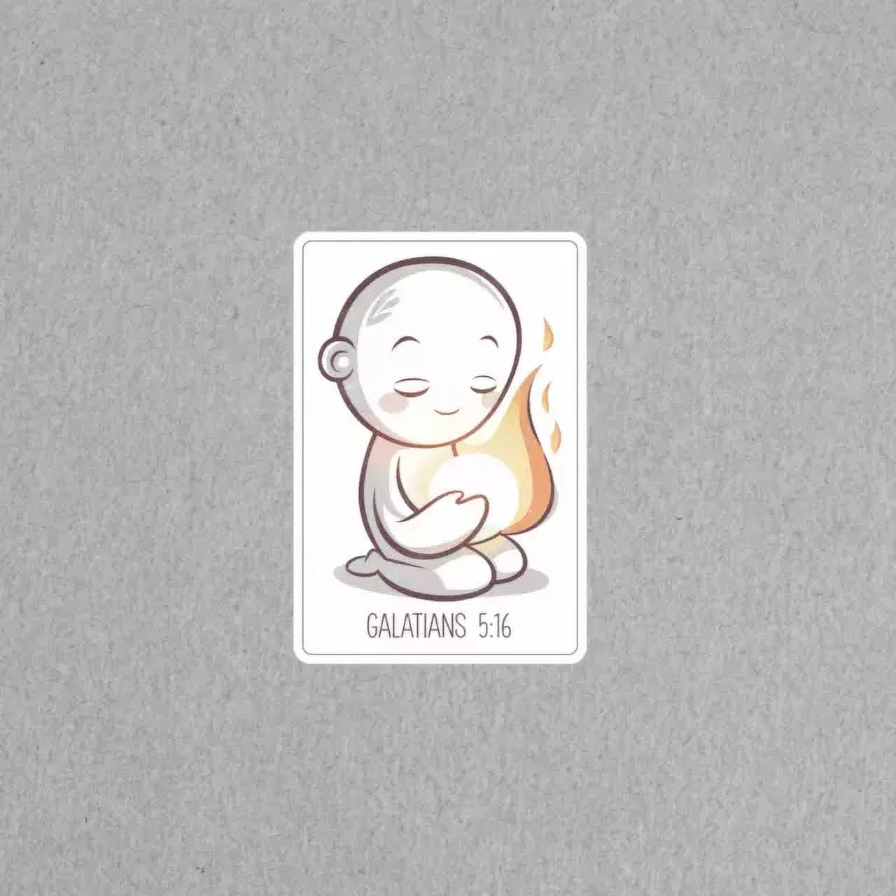 Cute Baby Monk Meditating Sticker - Galatians 5:16 Bible Verse ...