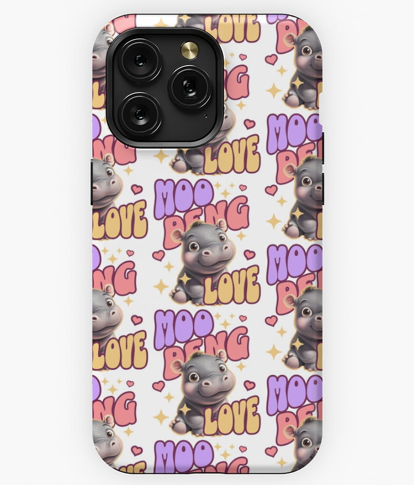 Cute Baby Moo Deng Hippo Cartoon Animal Graphic A6687 Phone Case for ...
