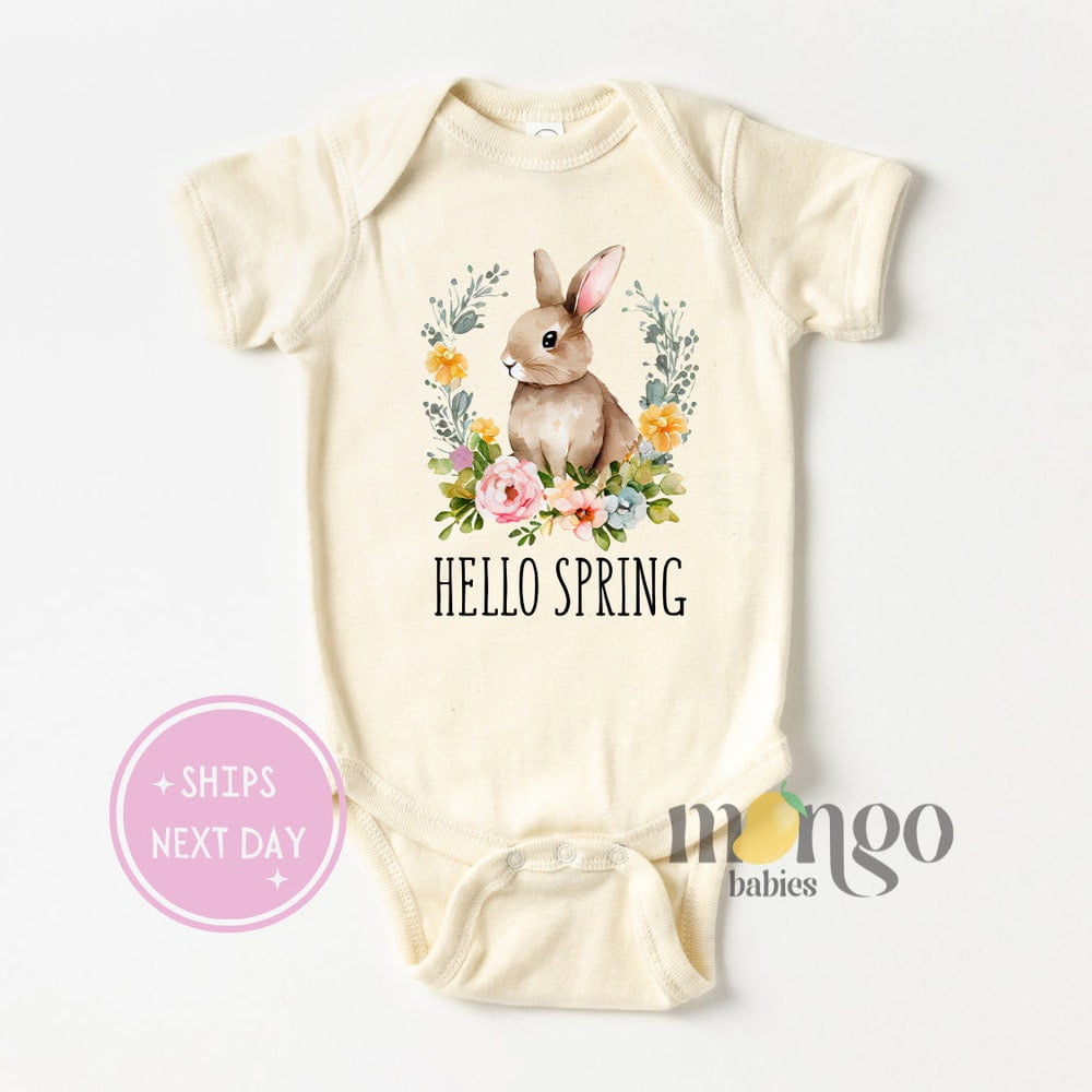 Cute Baby Onesies Hello Spring Baby Announcement Baby Shower Gift For ...