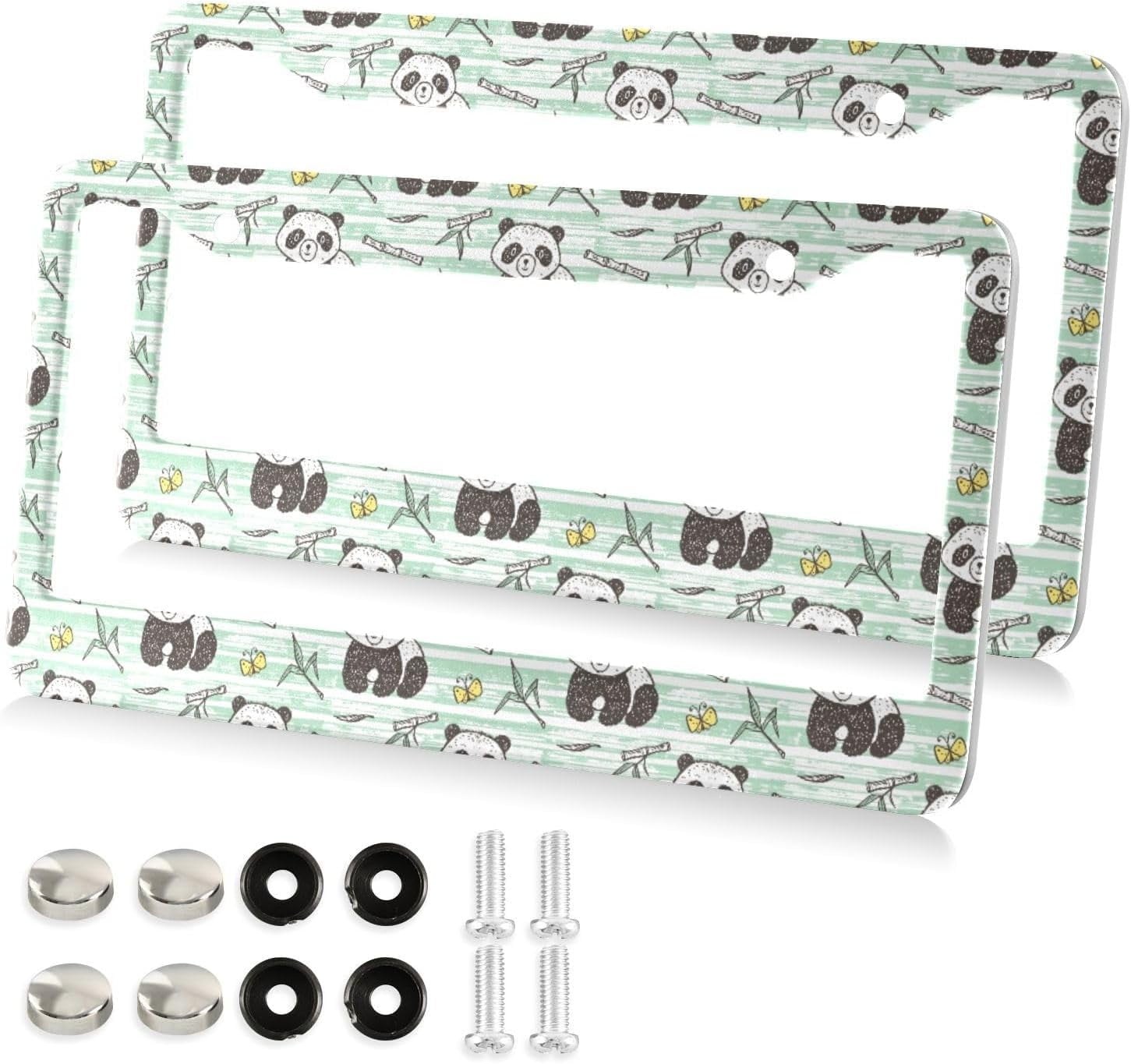 Cute Baby Panda with Bamboo License Plate Frame - 2 Pack Universal ...