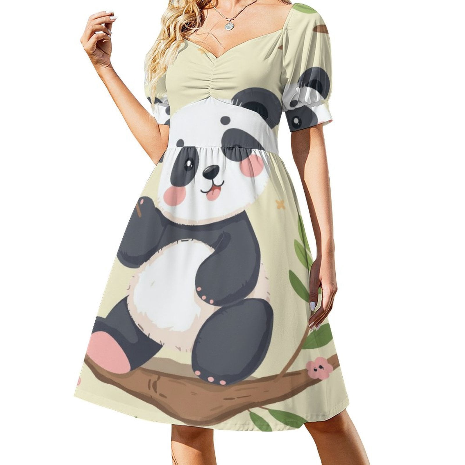 Cute Baby Panda Short Sleeved Dress Bridesmaid Dress Woman Party ...