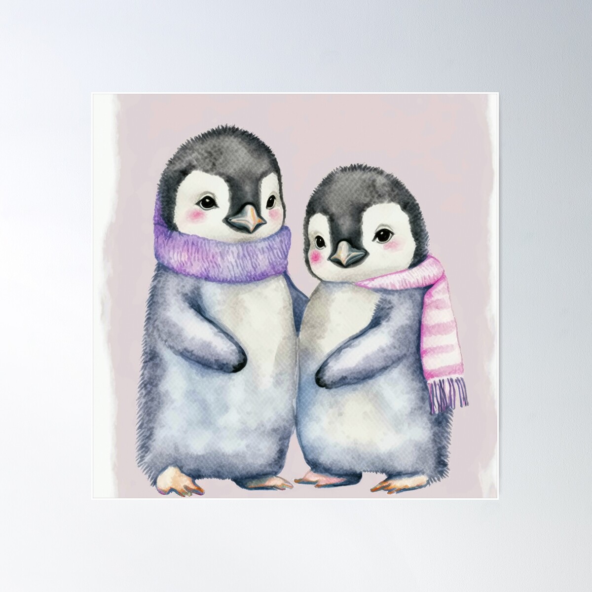 Cute Baby Penguins Nursery Art - Watercolor Poster Wall Art, Modern ...