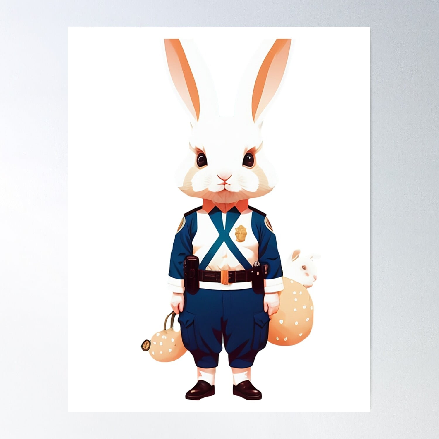 Cute Baby Police Rabbit Illustration 26 Poster Wall Art, Modern Wall ...