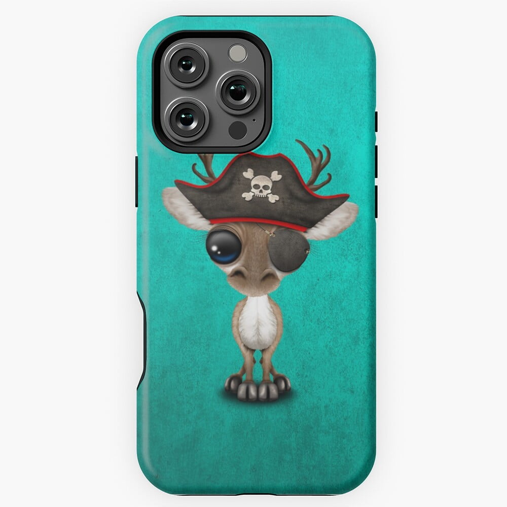 Cute Baby Reindeer Pirate Phone Case for iPhone 11 12 13 14 15 16 17 ...