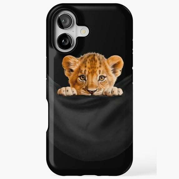 Cute Baby Tiger Pocket Cartoon Funny Illustration iPhone 17 to 11 Pro ...