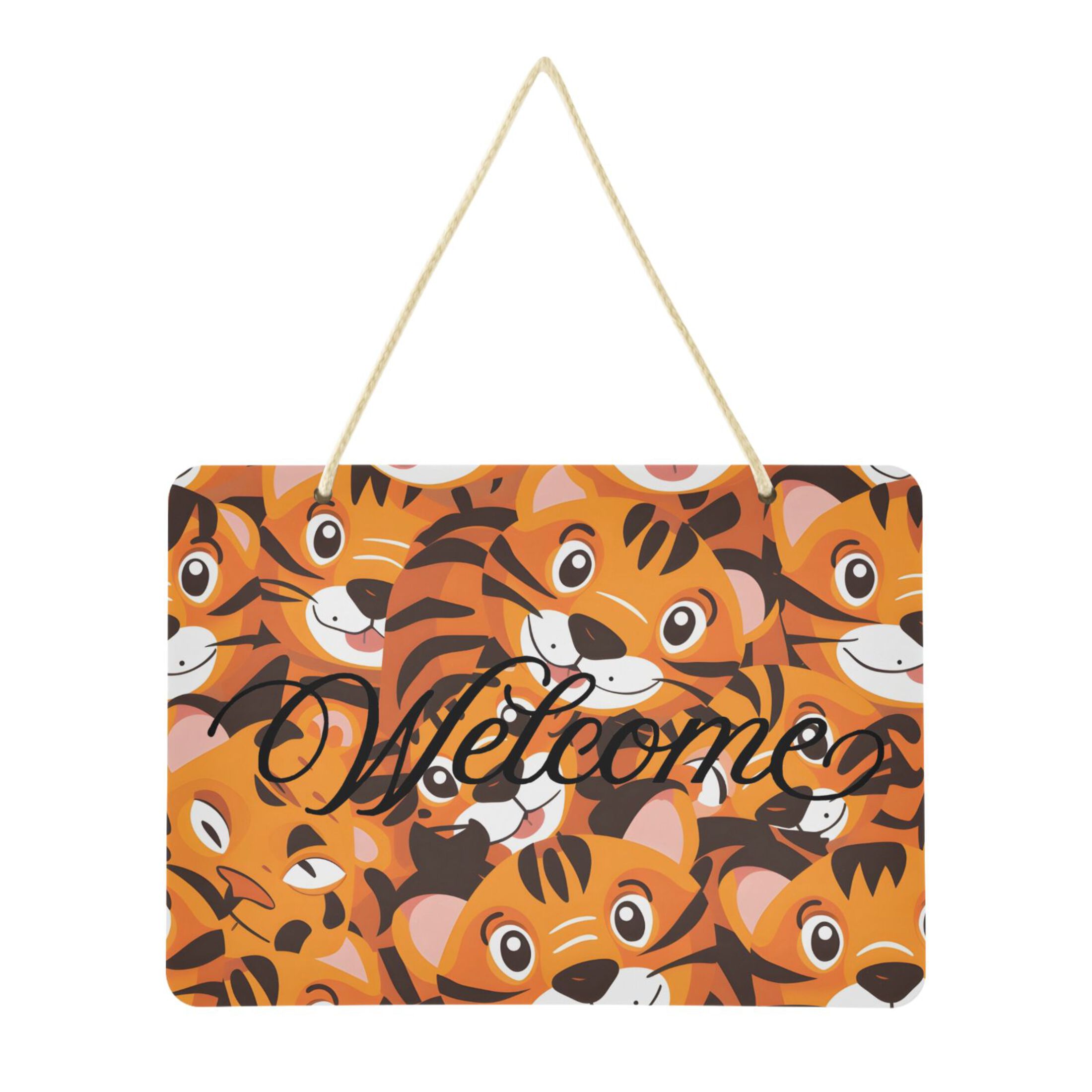 Cute Baby Tigers Welcome Sign Front Door PVC 14x10 inch Hanger Hello ...