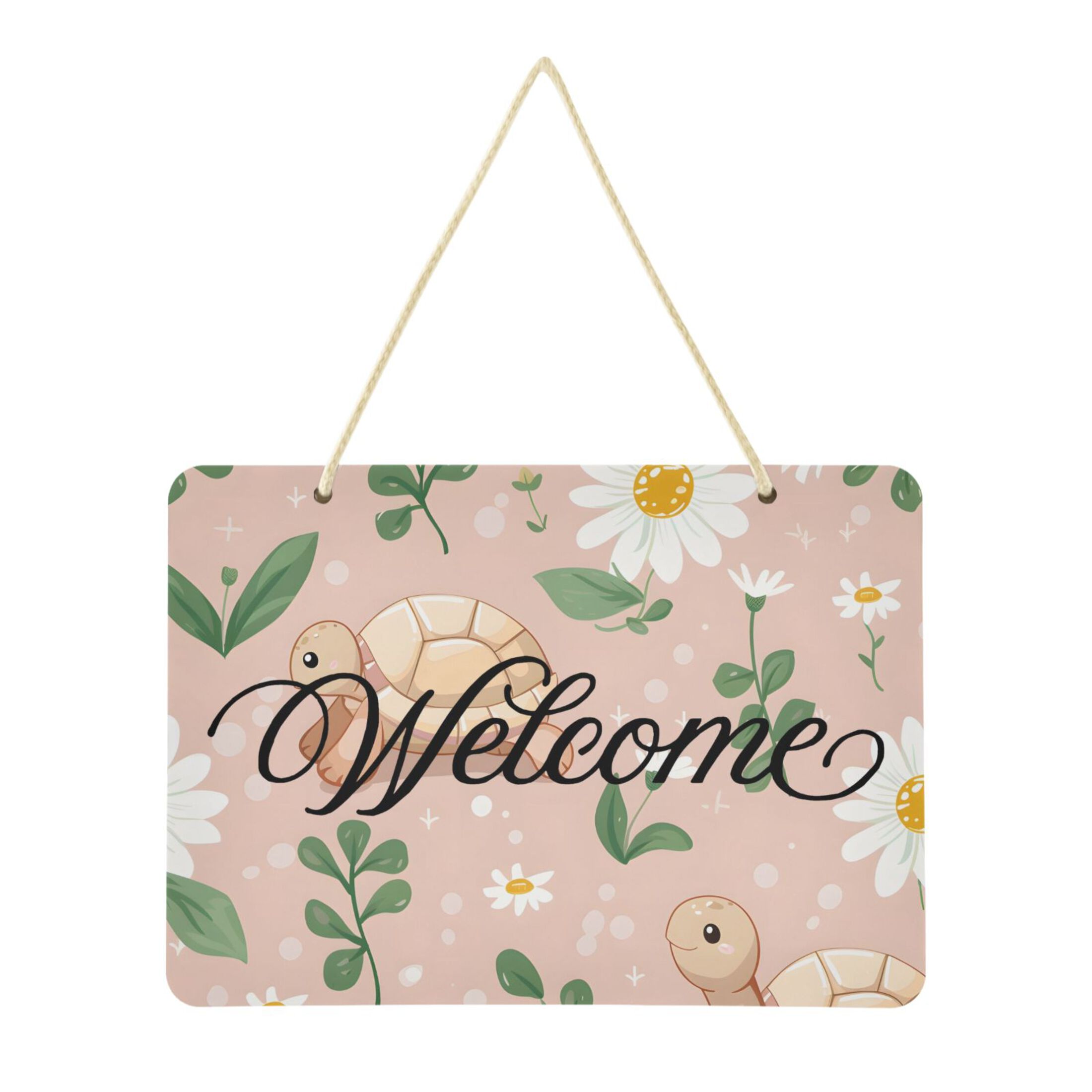 Cute Baby Turtle Welcome Sign Front Door PVC 14x10 inch Hanger Hello ...