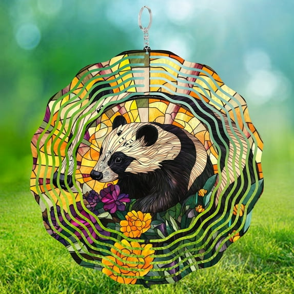 Cute Badger Stained Glass 3D Wind Spinner Sublimation Stainless Steel ...