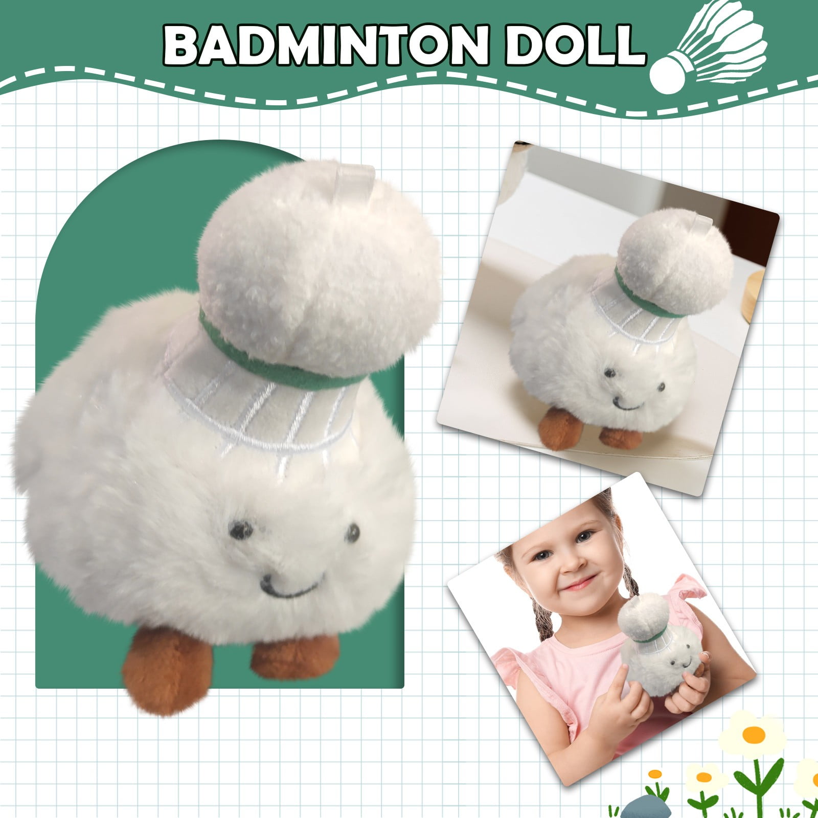 Cute Badminton Decorative Hanging Ornament – 5.91in Plush Badminton ...