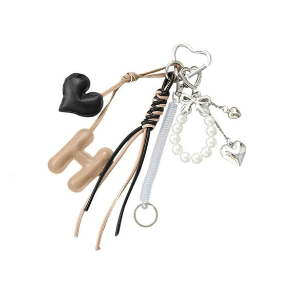 Cute Bag Charm Pendant Keyring Alphabets Heart Braided Rope Keychain ...