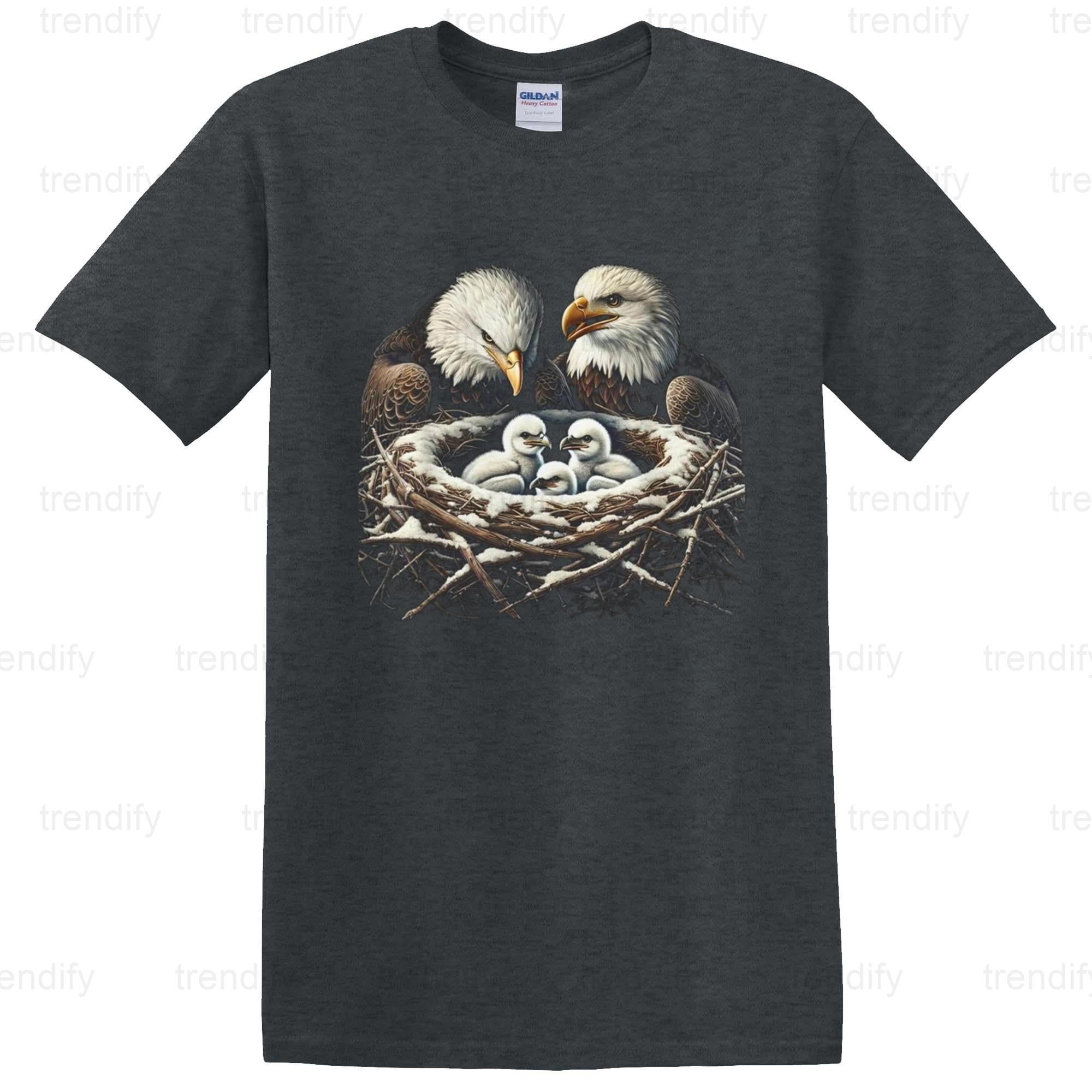 Cute Bald Eagle Family with Mom, Dad and Three Baby Eaglets Art, Unisex ...