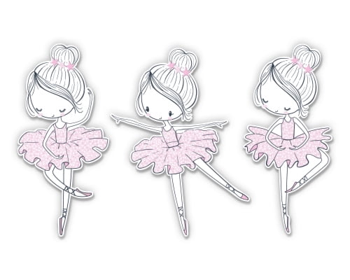 Cute Ballerina Dancers Set of 3 - 10" Each Vinyl Stickers Waterproof ...