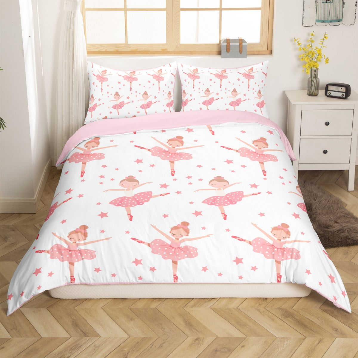 Cute Ballet Dancer Duvet Cover Set Full Size,Geometric Star Dot ...