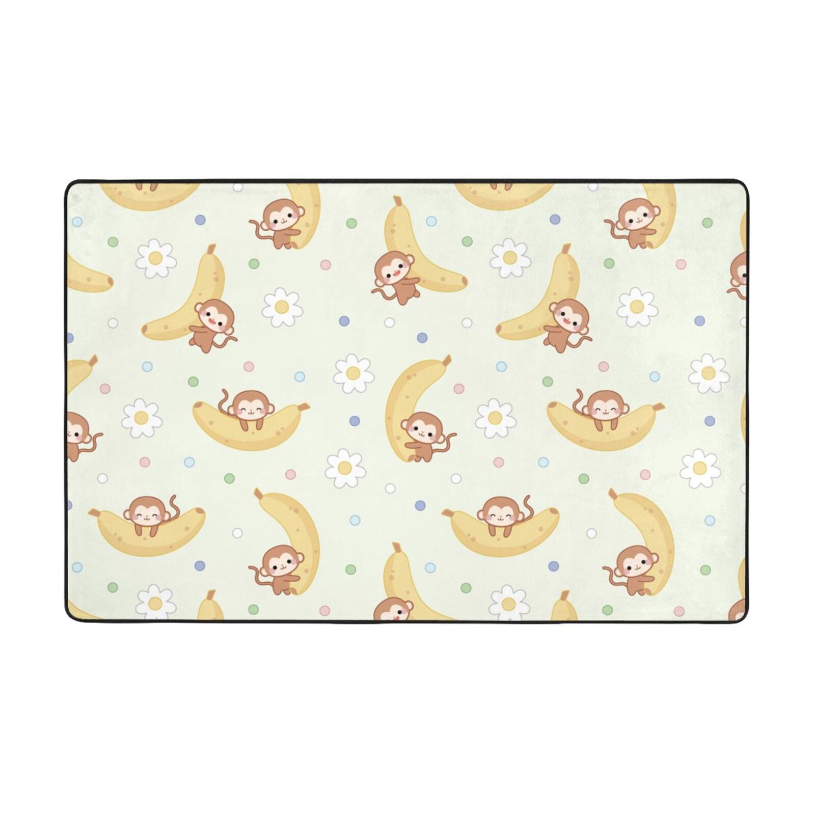 Cute Banana Monkey Flower Bathroom Rugs Non Slip Washable, 60x39in ...