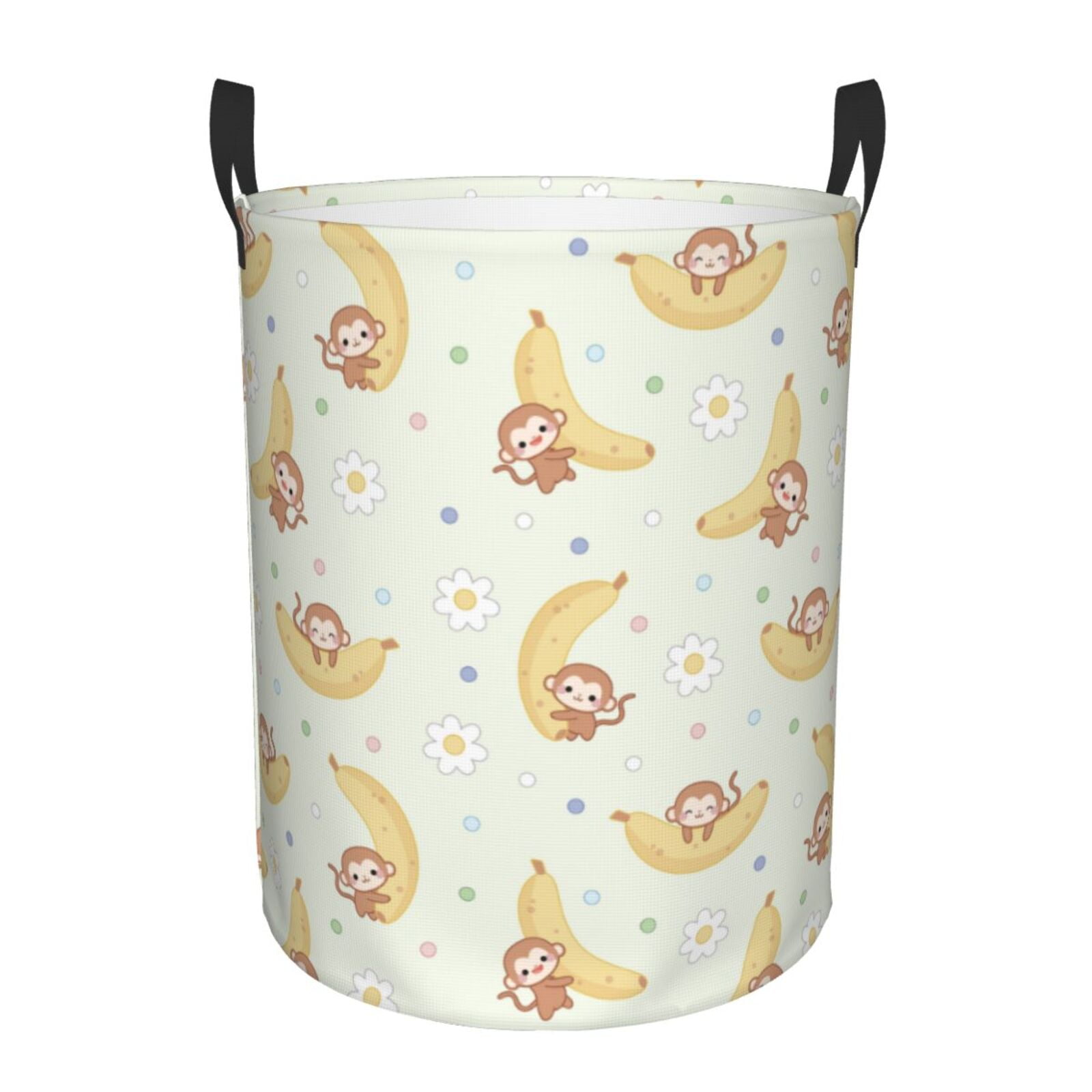 Cute Banana Monkey Flower Laundry Basket, Laundry Hamper Waterproof ...