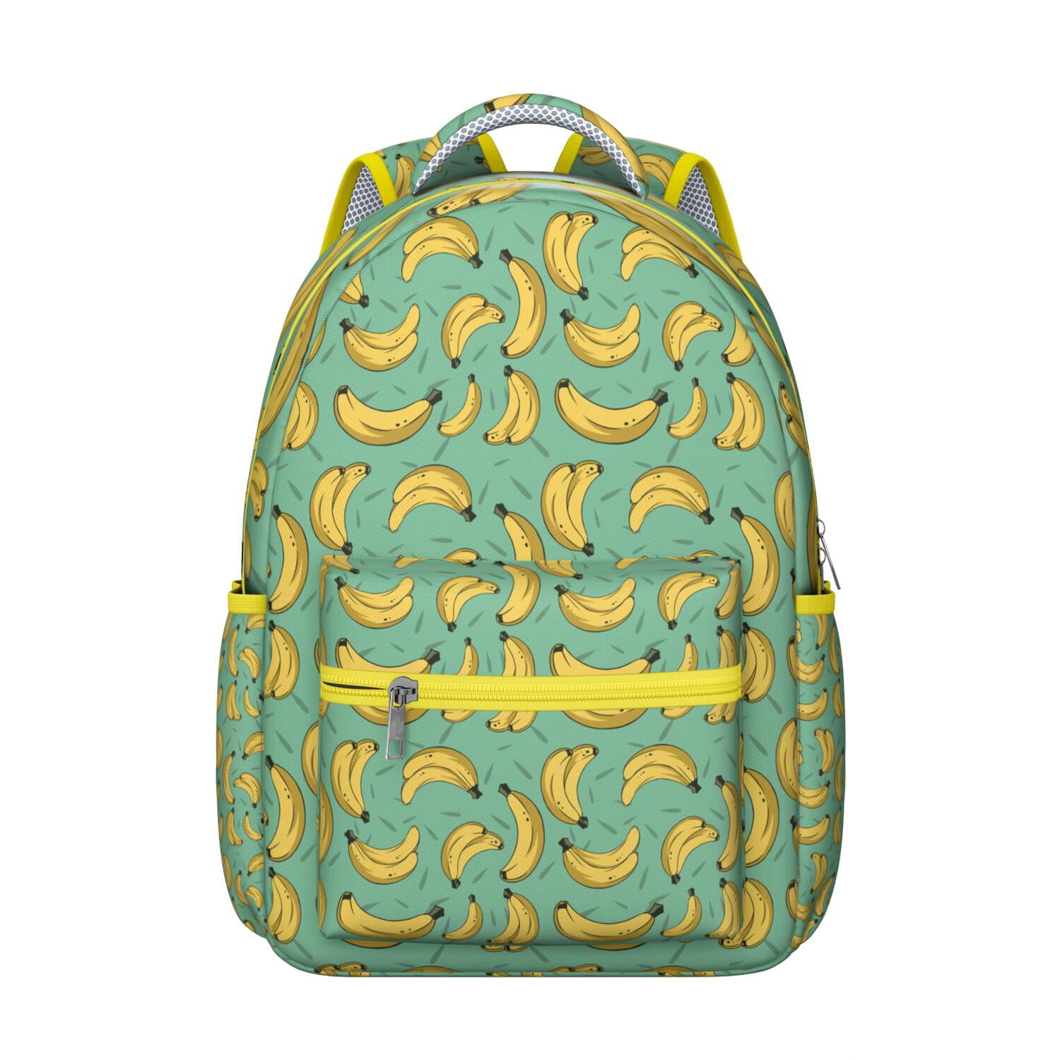 Cute Banana Pattern Backpack Tropical Banana School Bag with Yellow ...