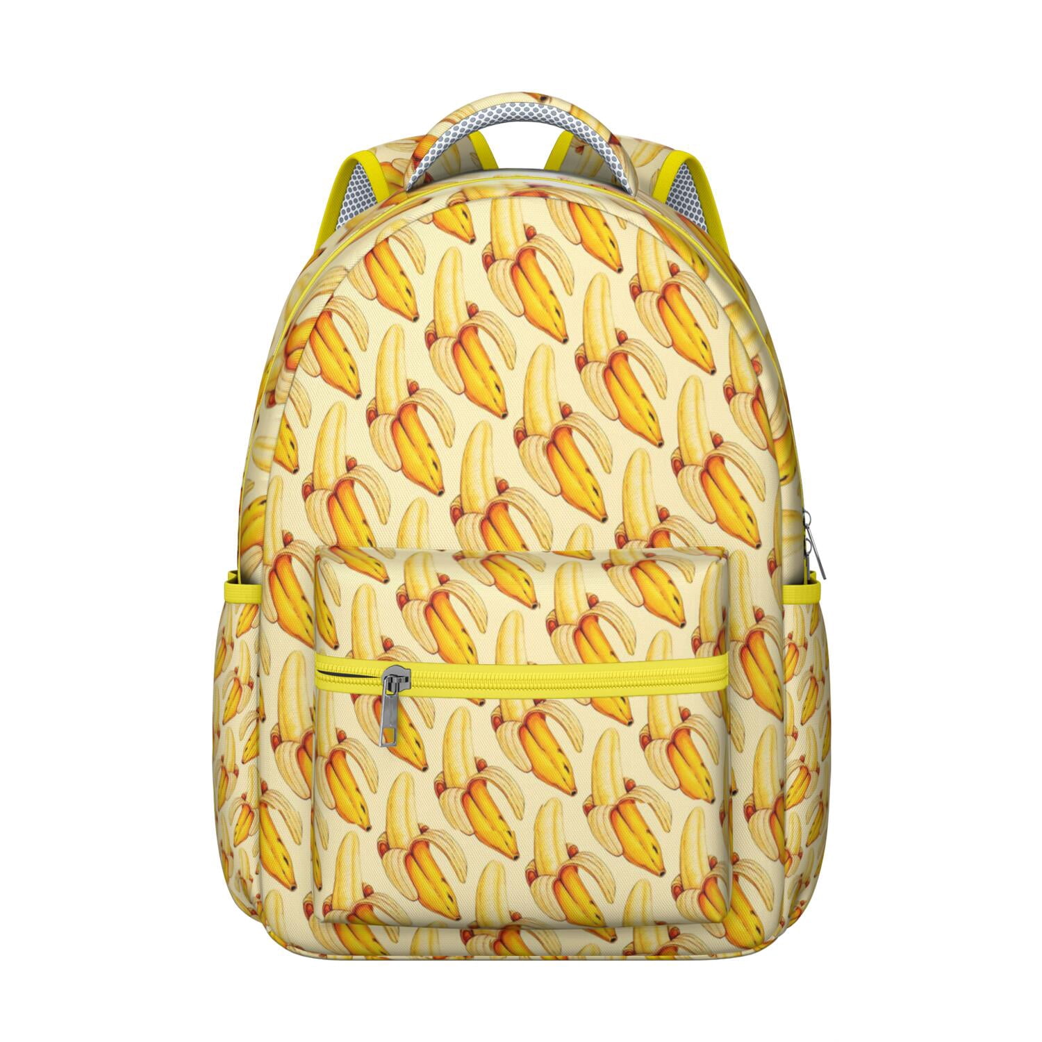 Cute Banana Pattern Backpack Tropical Banana School Bag with Yellow ...