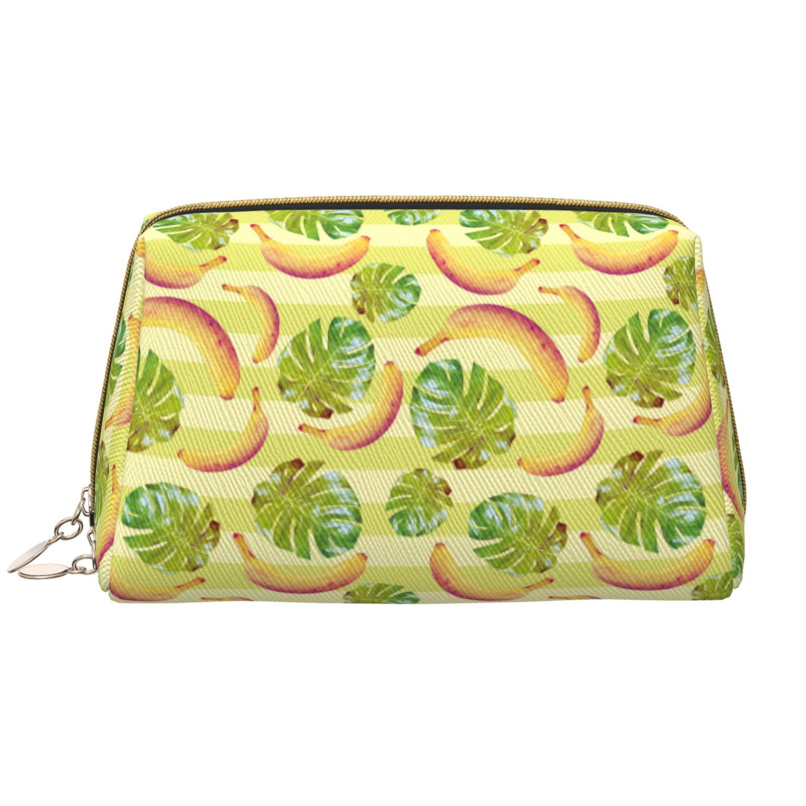 Cute Banana Stripe Makeup Bag, Large Capacity Cosmetic Bag Portable ...