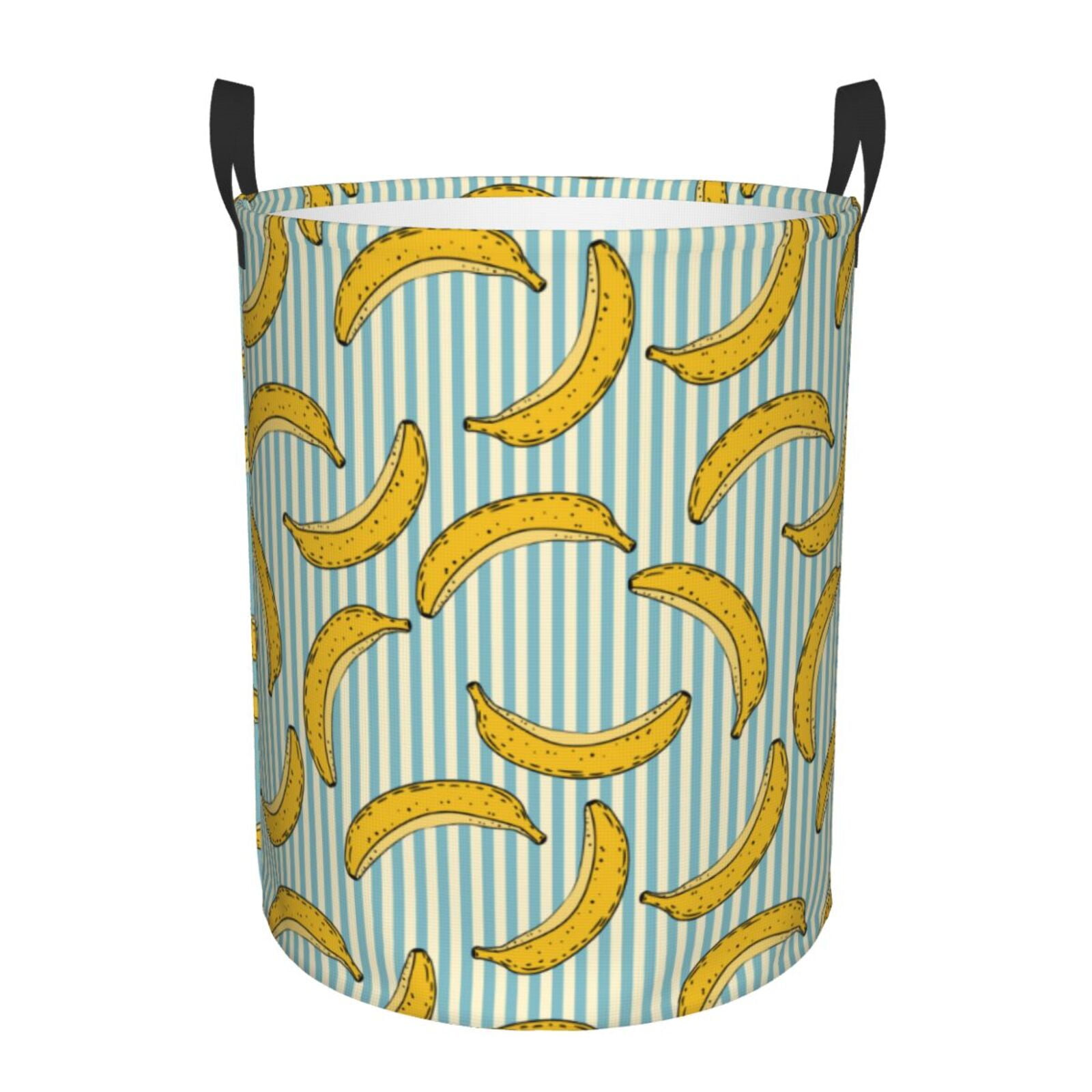 Cute Banana Texture Round Laundry Basket, Laundry Hamper with Handle ...