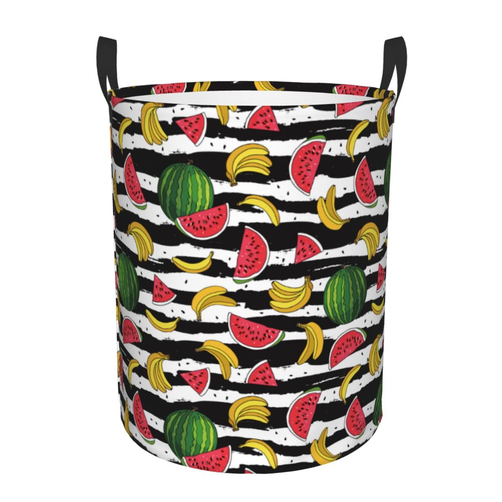 Cute Banana Watermelon Round Laundry Basket, Laundry Hamper with Handle ...