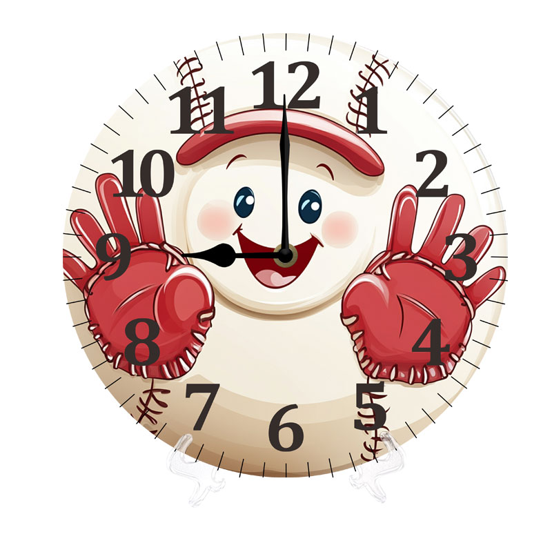 Cute Baseball Wall Clock, Non Ticking Silent Quartz Analog Clocks ...