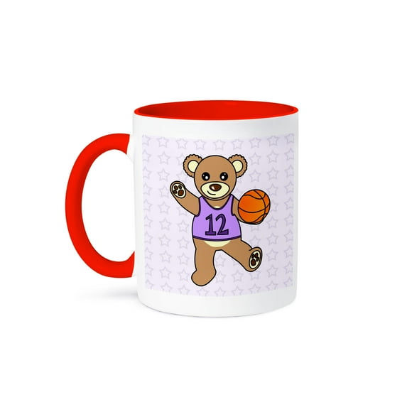 Cute Basketball Player Teddy Bear Girl, 15oz Two-Tone Red Mug - Walmart.com