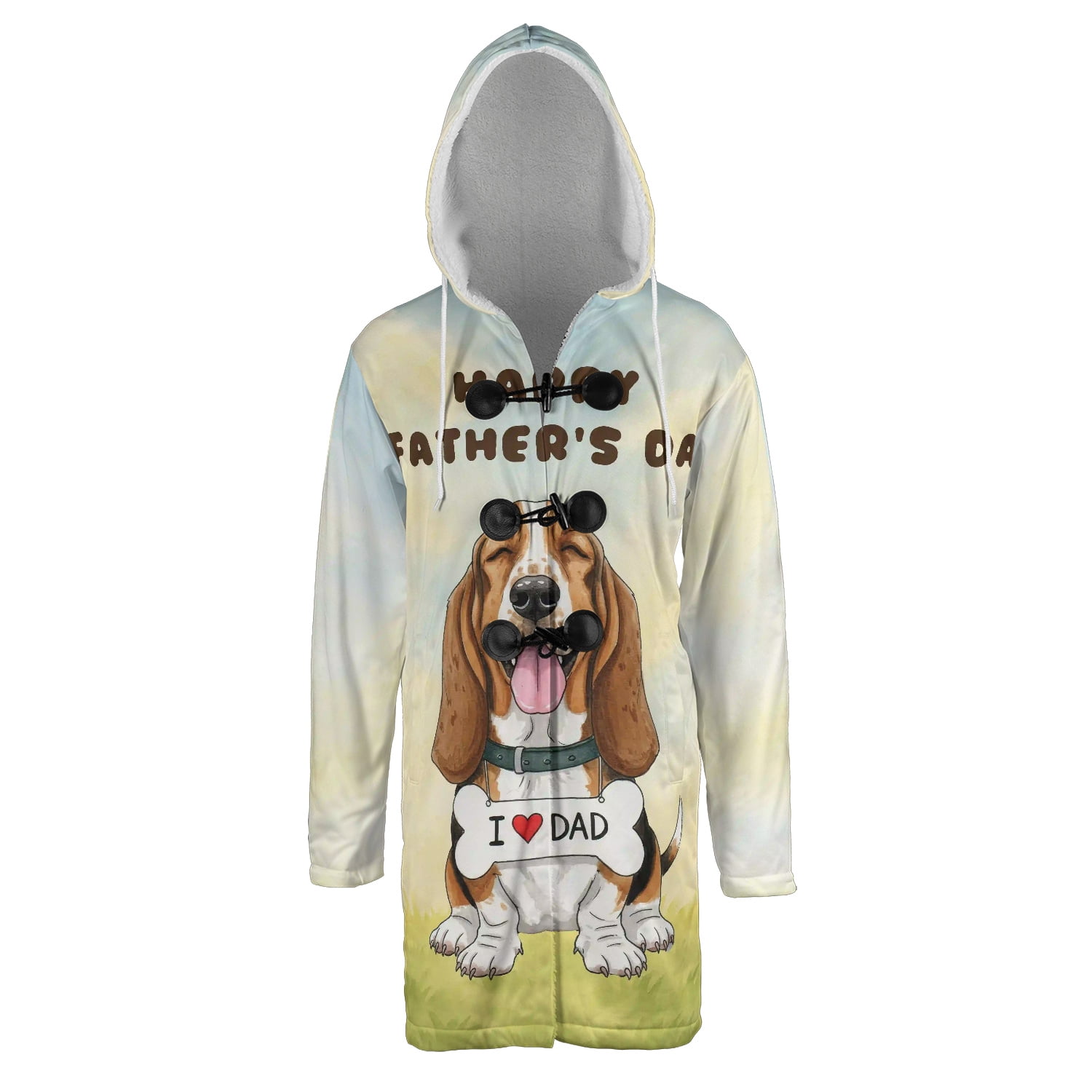 Cute Basset Hound Loves Dad Happy Father's Day All Over Print 3D Hooded ...