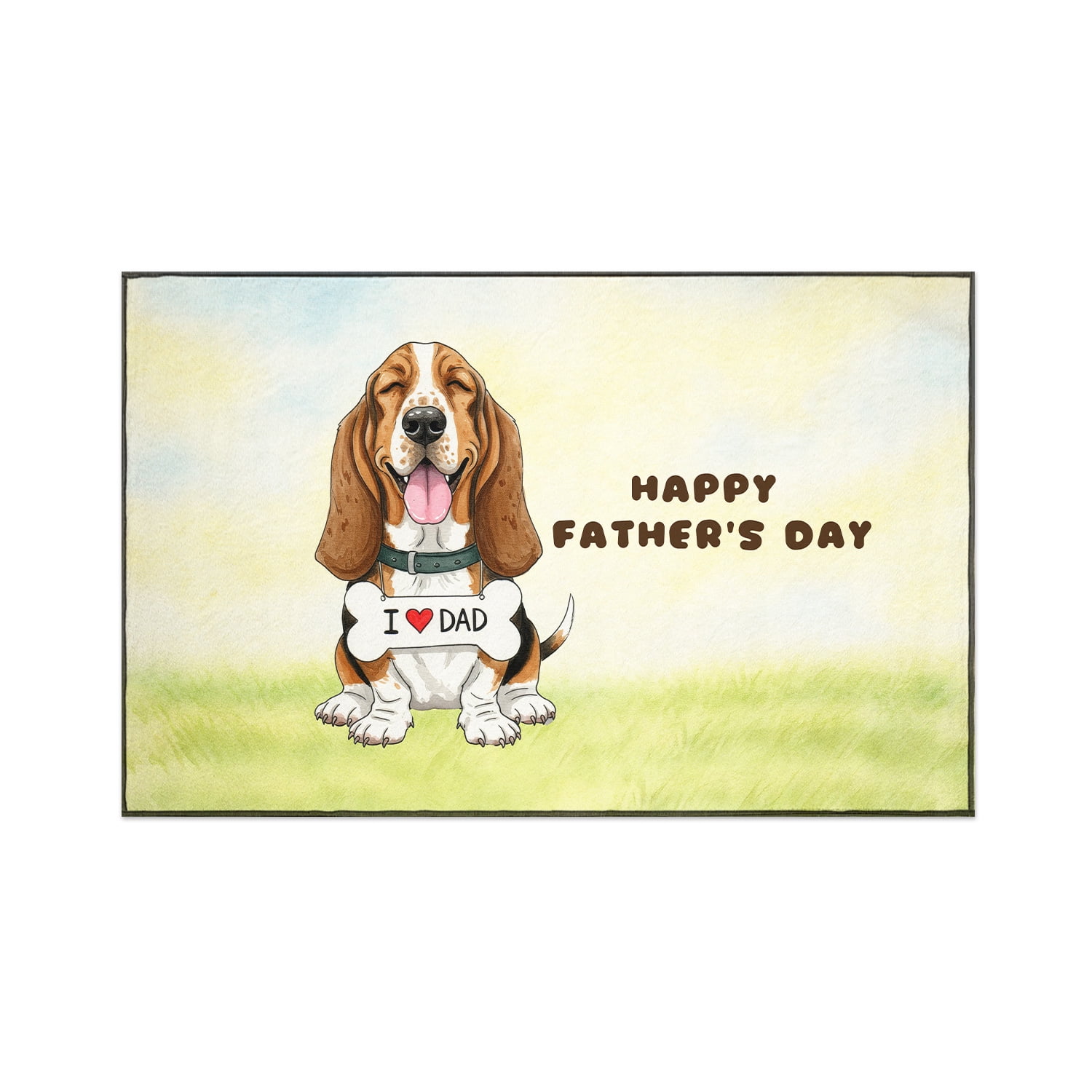 Cute Basset Hound Loves Dad Happy Father's Day Indoor Rug Bassets Dog ...