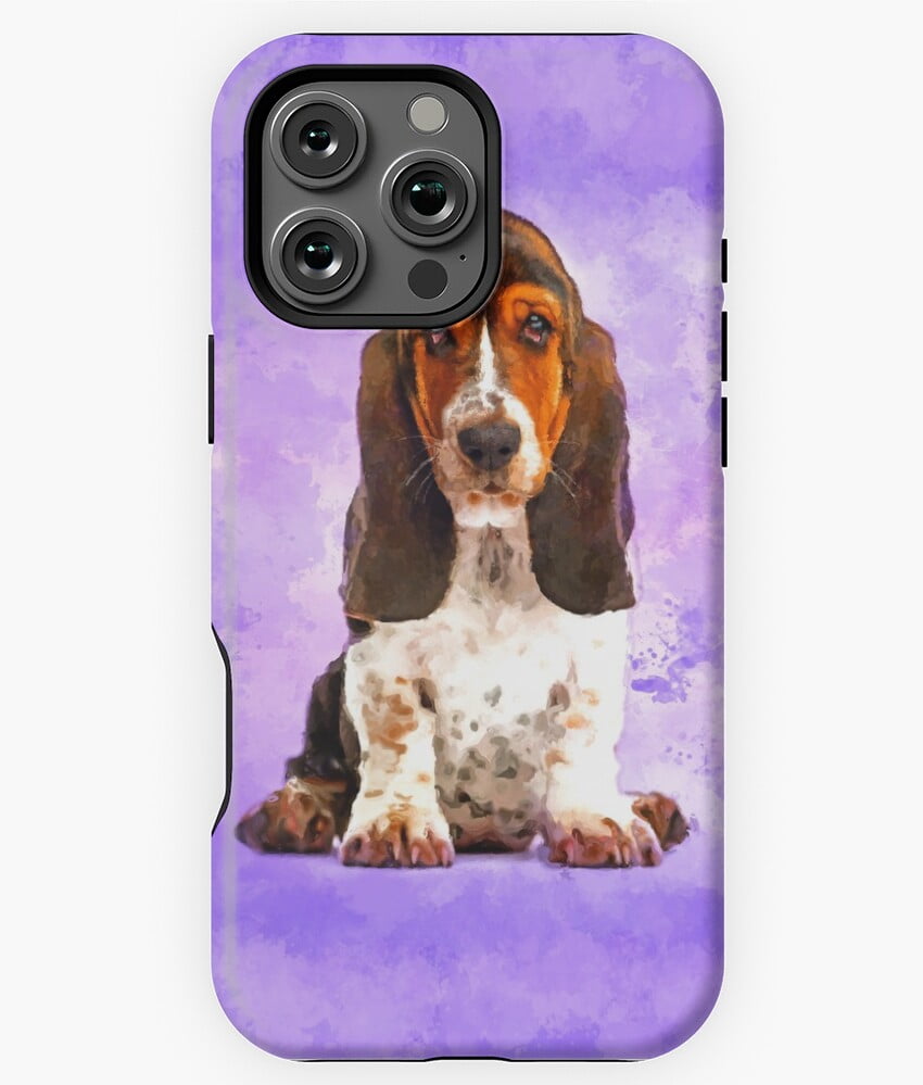 Cute Basset Hound Puppy Dog Art Phone Case for iPhone 16 15 14 13 12 11 ...