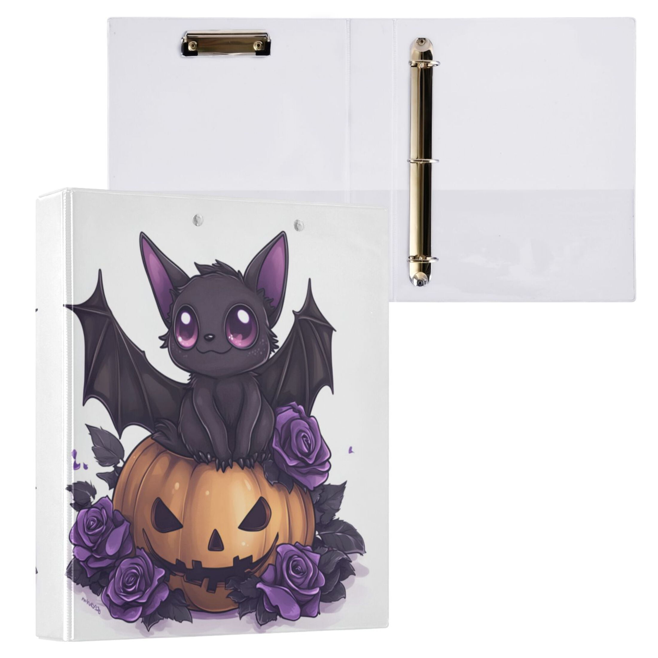 Cute Bat 3 Ring Hardcover Binders 1.5in Round Rings for Letter-Size ...